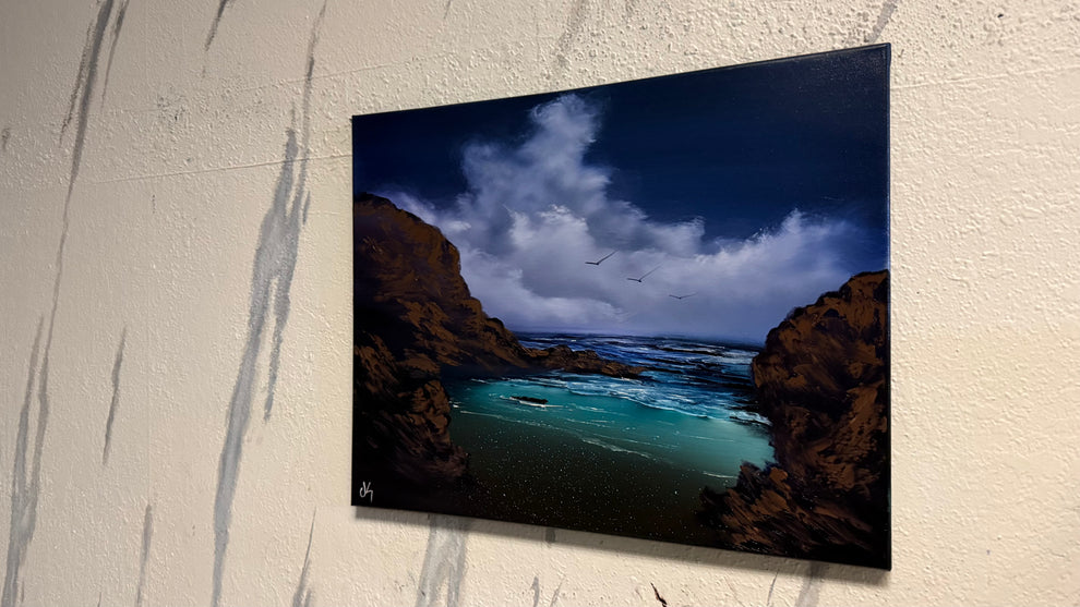 Painting #2210 - 16x20" Canvas - Night Seascape painted 12-29-25 ...