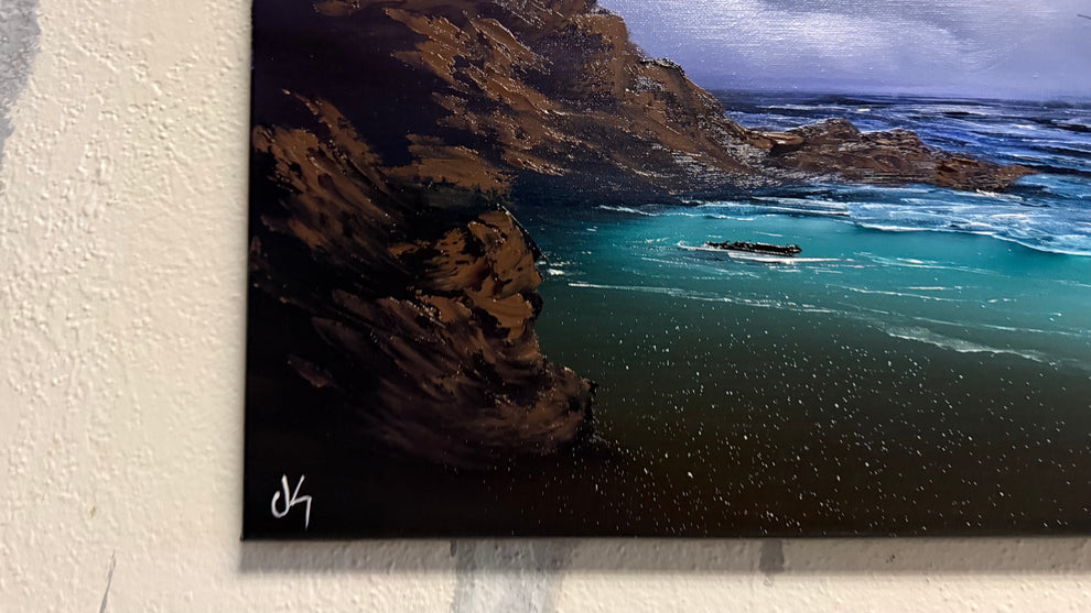 Painting #2210 - 16x20" Canvas - Night Seascape painted 12-29-25 ...