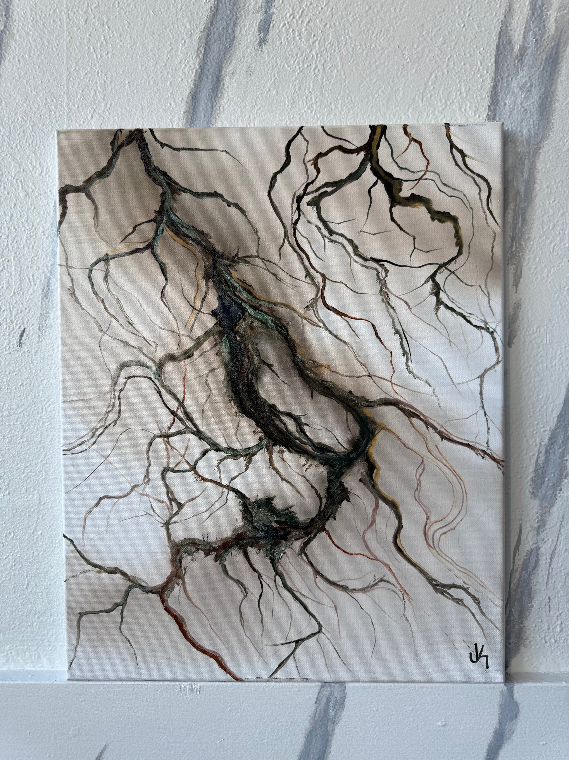 Painting #1799 - 16x20" Canvas - Marble Slab with Glow in the Dark Acc ...