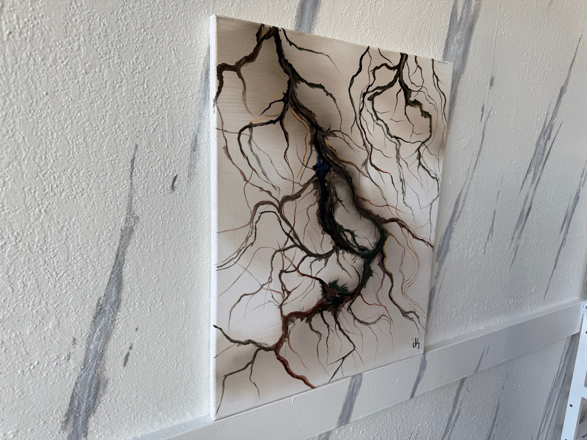 Painting #1799 - 16x20" Canvas - Marble Slab with Glow in the Dark Acc ...