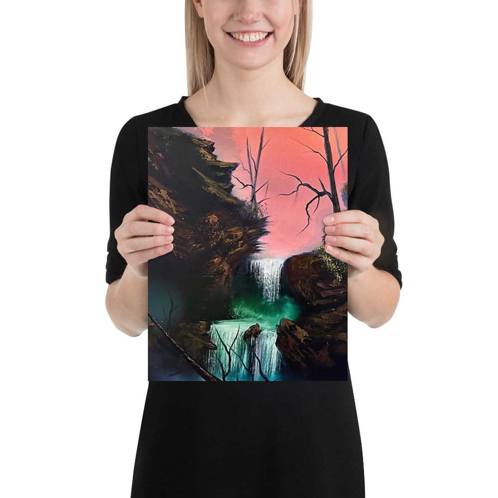 Poster Print - Sunset Waterfall by PaintWithJosh – Paint With Josh